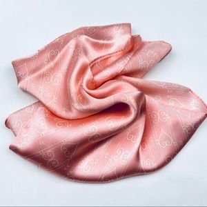 Accessories | Pure Silk Scarf Pastel Pink Hearts | Poshmark